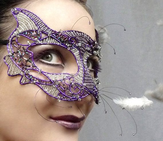 Purple Cat Masquerade Mask Handmade On Luulla